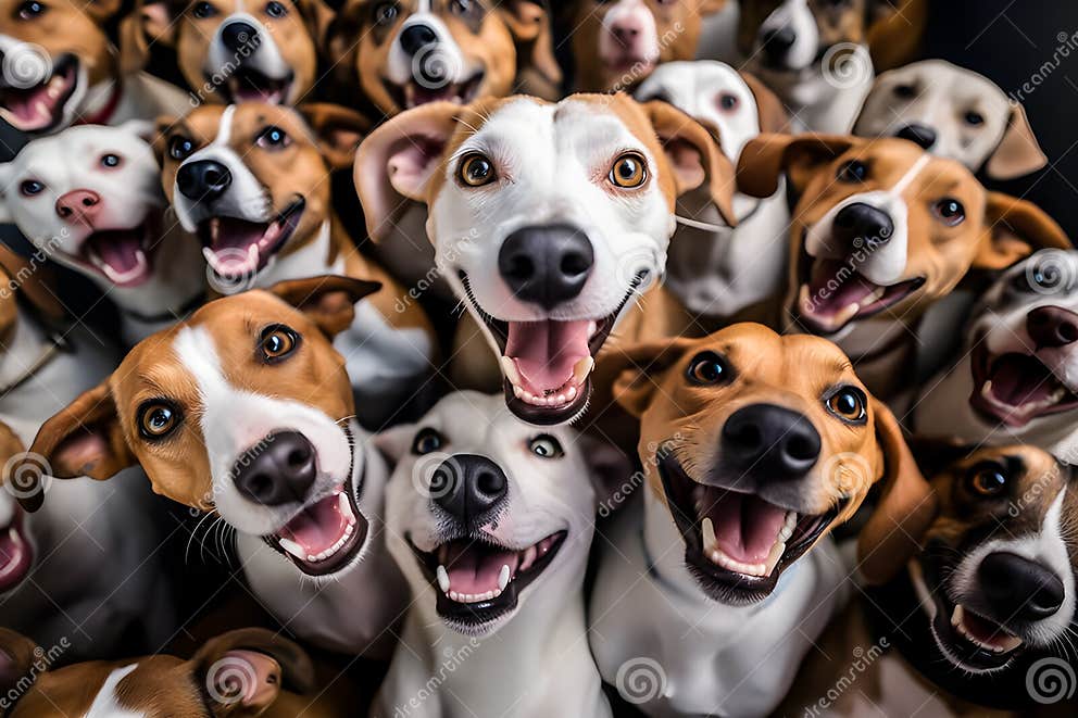 Multiple Jack Russell Dog Face only Packed Together and Straight Look ...