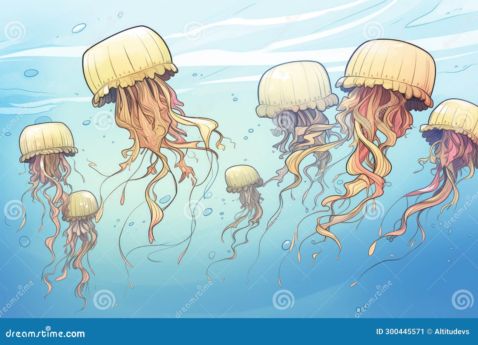 Multiple Jellyfish Drifting Near the Ocean Surface Stock Image - Image ...