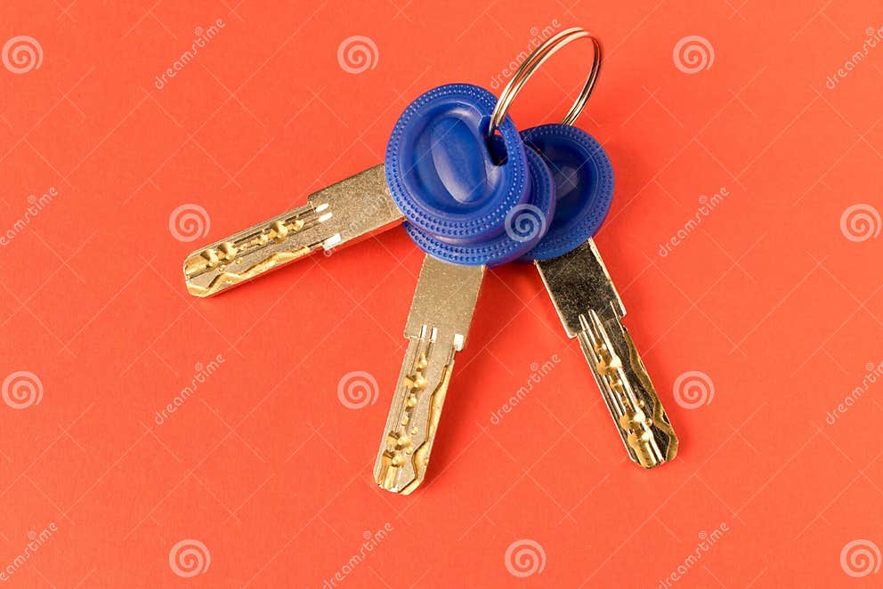 Multiple Keys on Red Background. Security Concept Stock Photo - Image ...