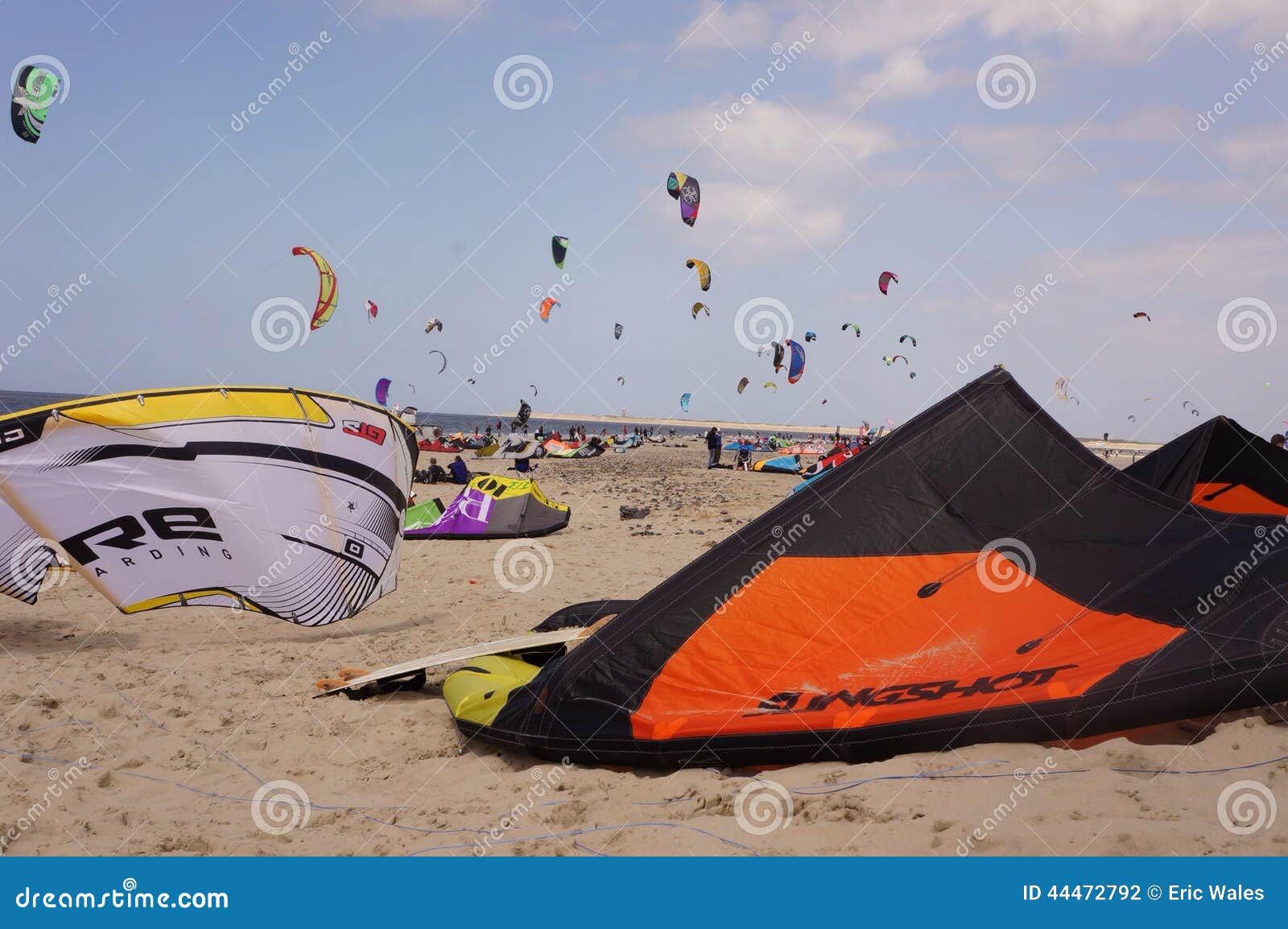 Multiple kites at dutch editorial photography. Image of kitesurfing ...