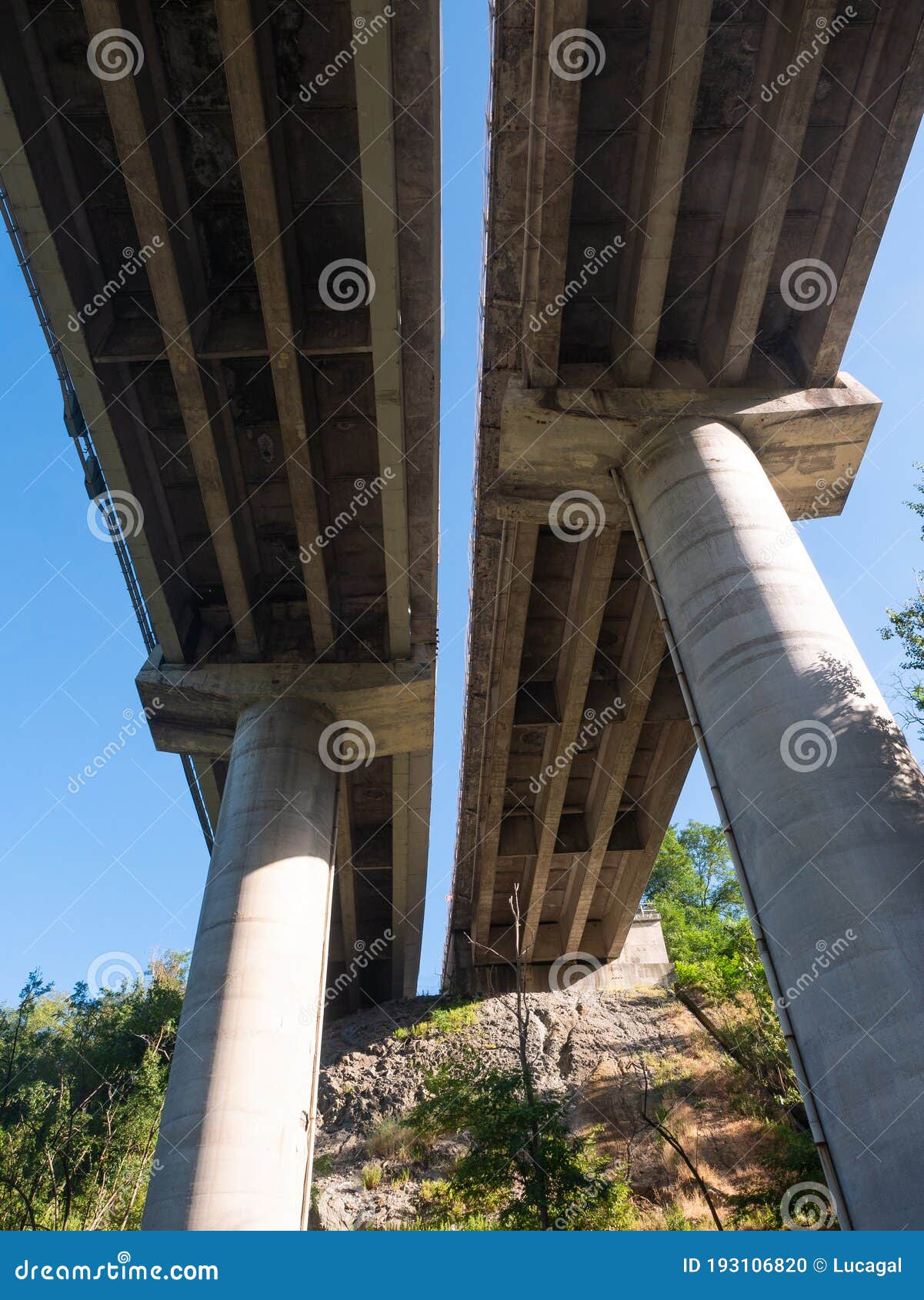 Multiple Lane Highway Bridge With Reinforced Concrete Columns Over A ...