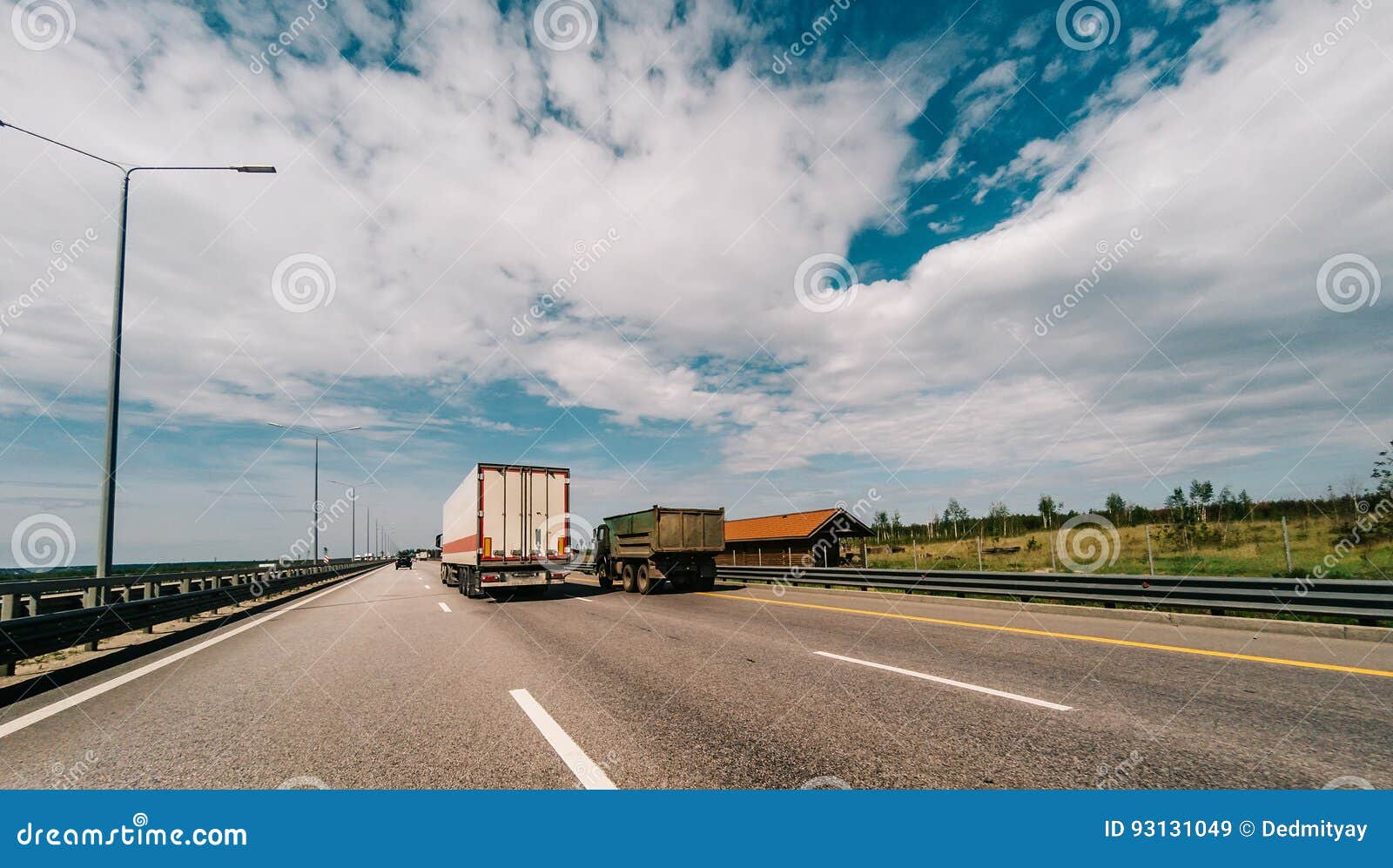 Multiple Lane Highway Bridge With Reinforced Concrete Columns. Bottom ...
