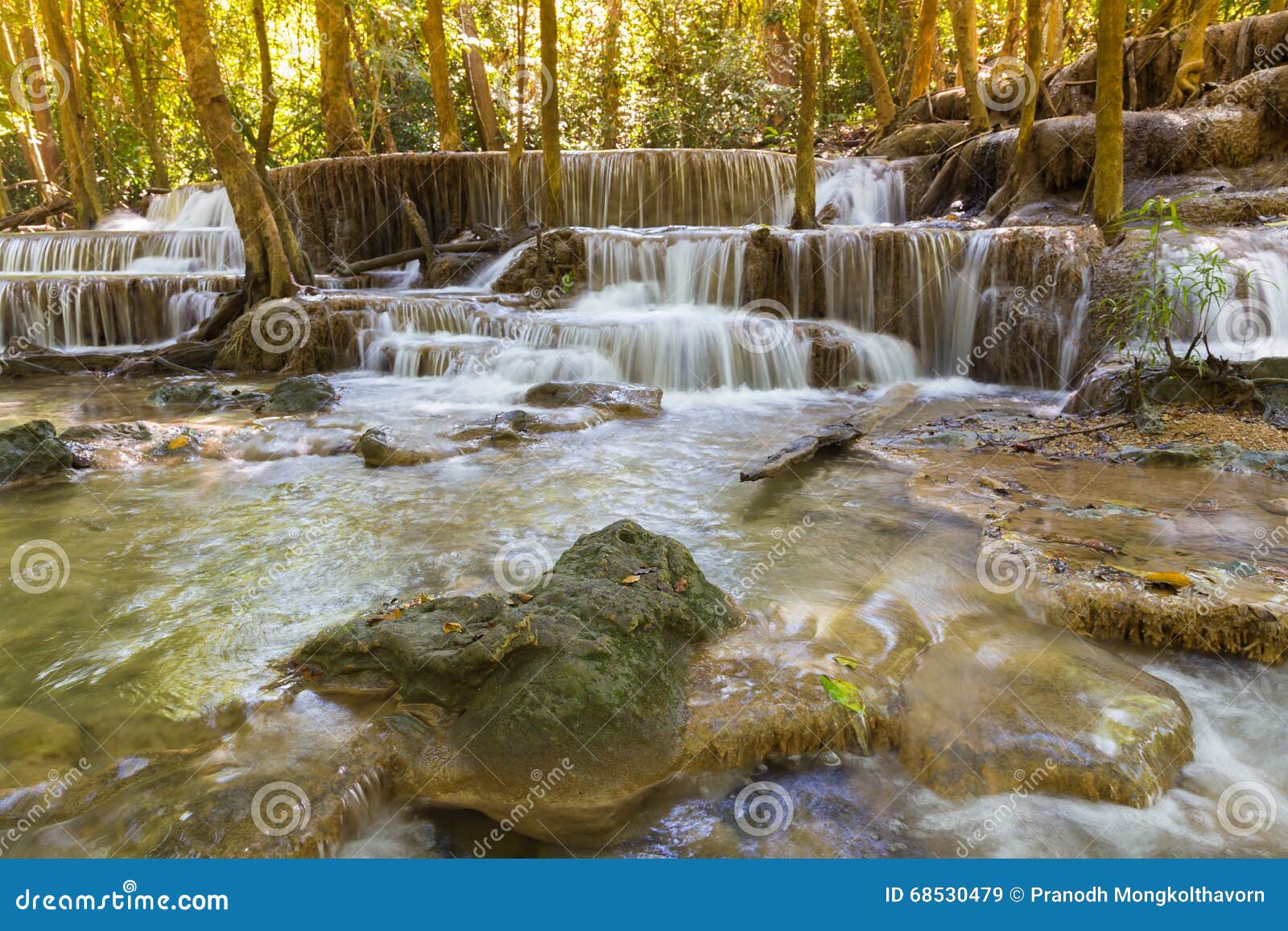 Multiple Layer Waterfall in Deep Forest National Par Stock Image ...