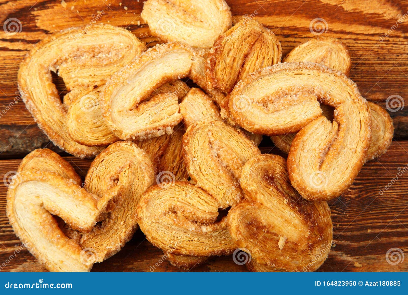 Multiple Layered Shortbread Cookies on Wooden Background Stock Photo ...