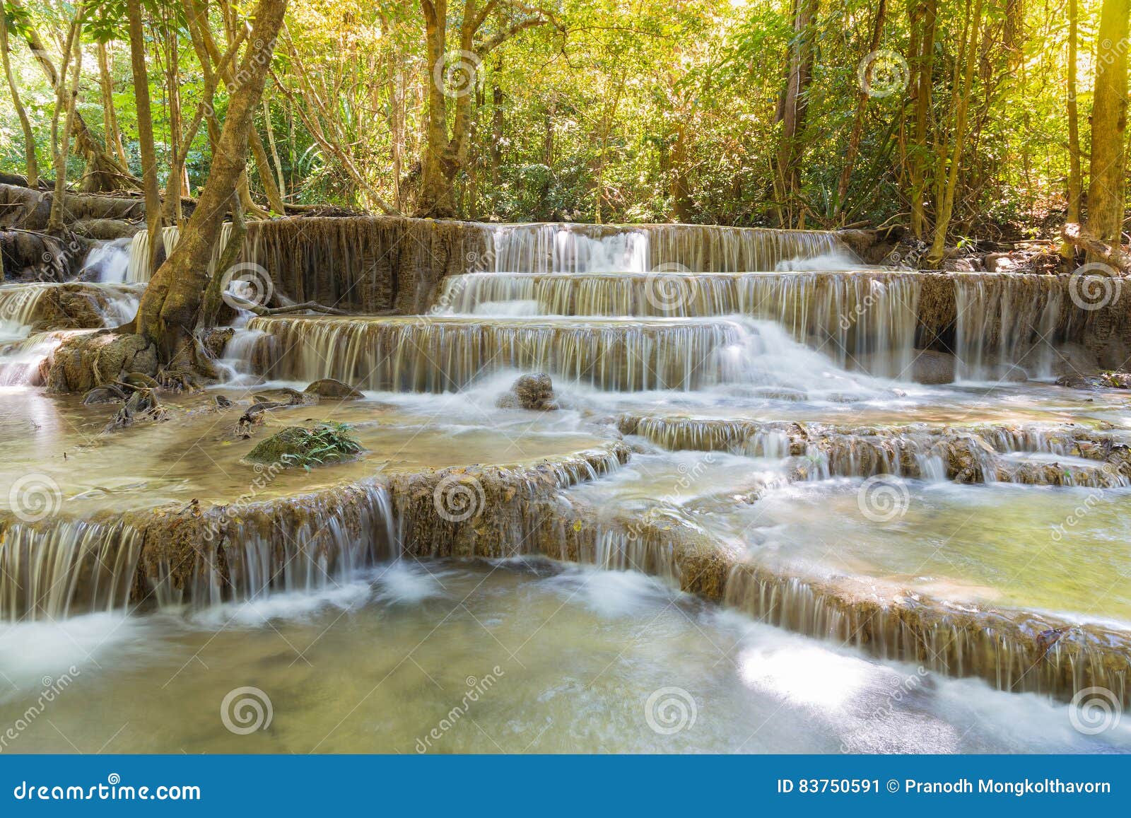 Multiple Layers Deep Forest Waterfall Stock Image - Image of natural ...