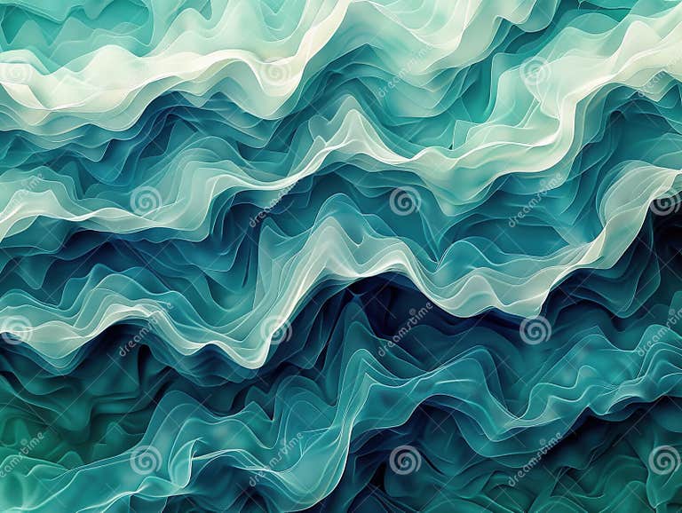 Multiple Layers of Teal Waves Forming an Intricate Oceanic Pattern ...