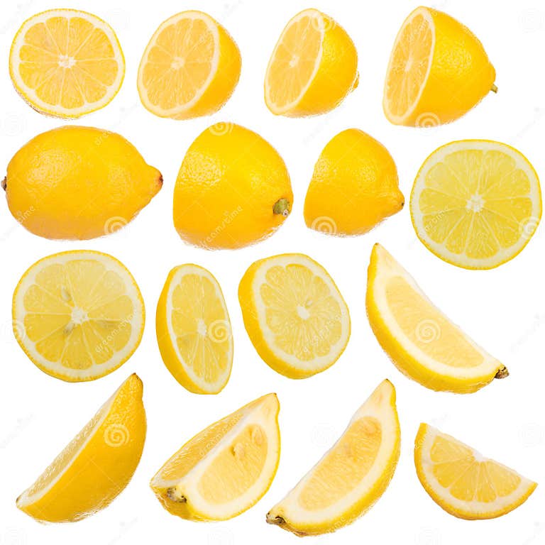 Multiple Lemon on White Background Isolated Stock Image - Image of diet ...