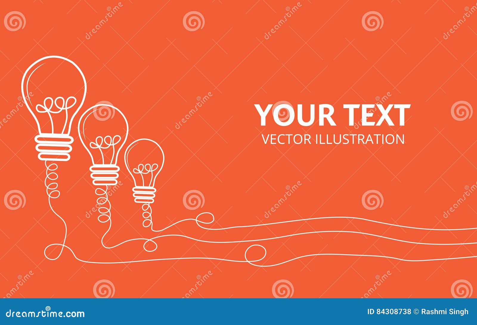 Multiple Light Bulb Banner with Wire. Stock Vector - Illustration of ...