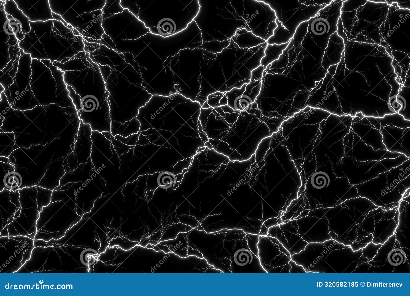 Multiple Lightnings Intersecting Each Other Isolated on a Black ...