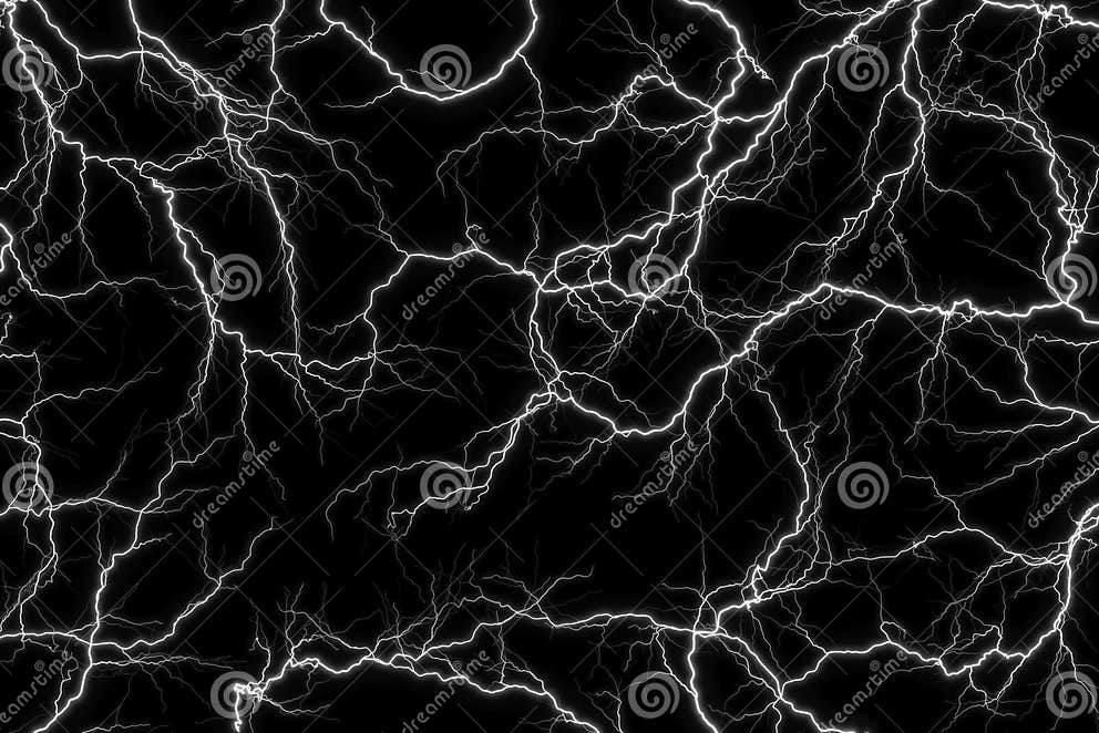 Multiple Lightnings Intersecting Each Other Isolated on a Black ...