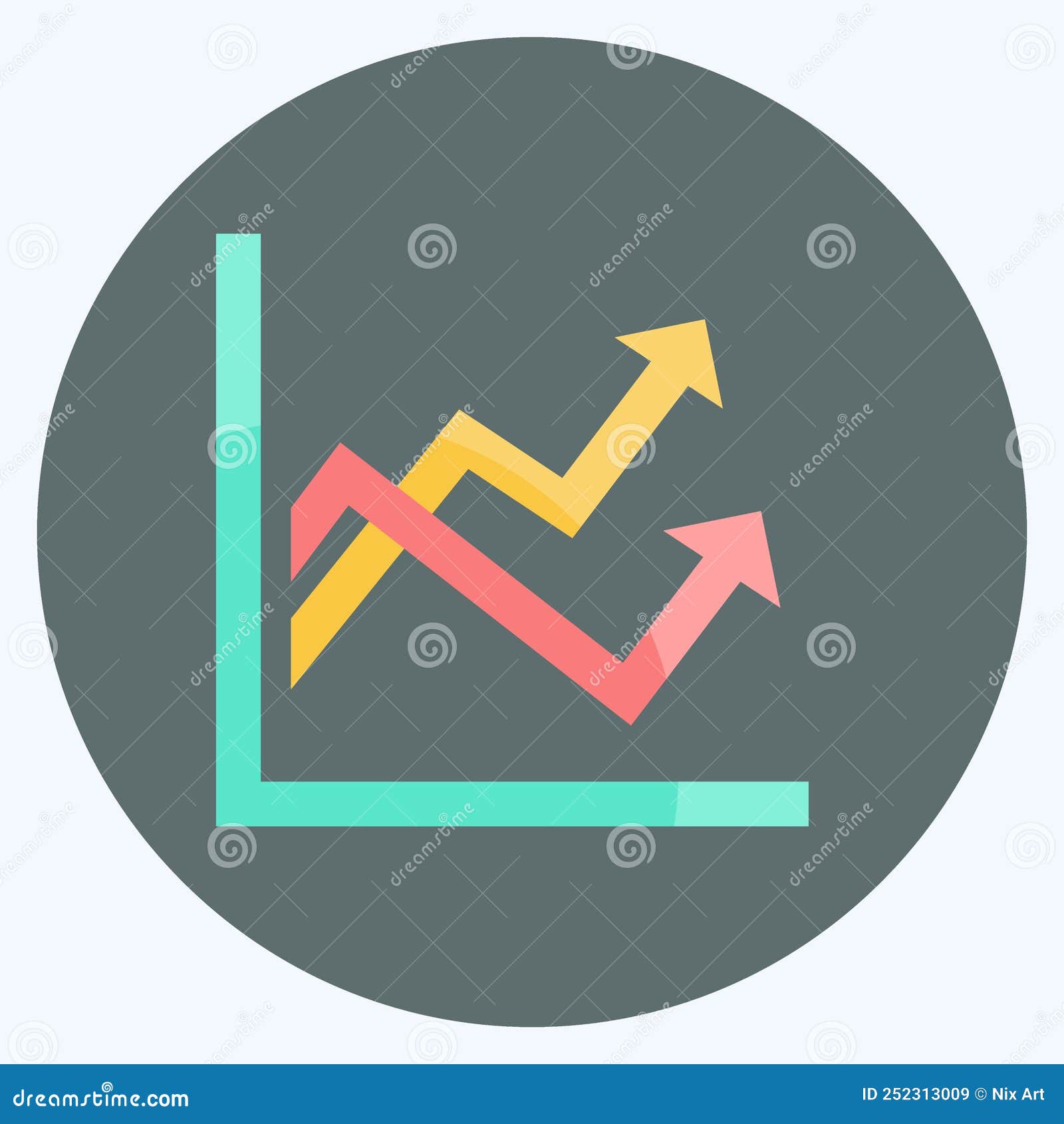 Multiple Line Graph Icon in Trendy Flat Style Isolated on Soft Blue ...