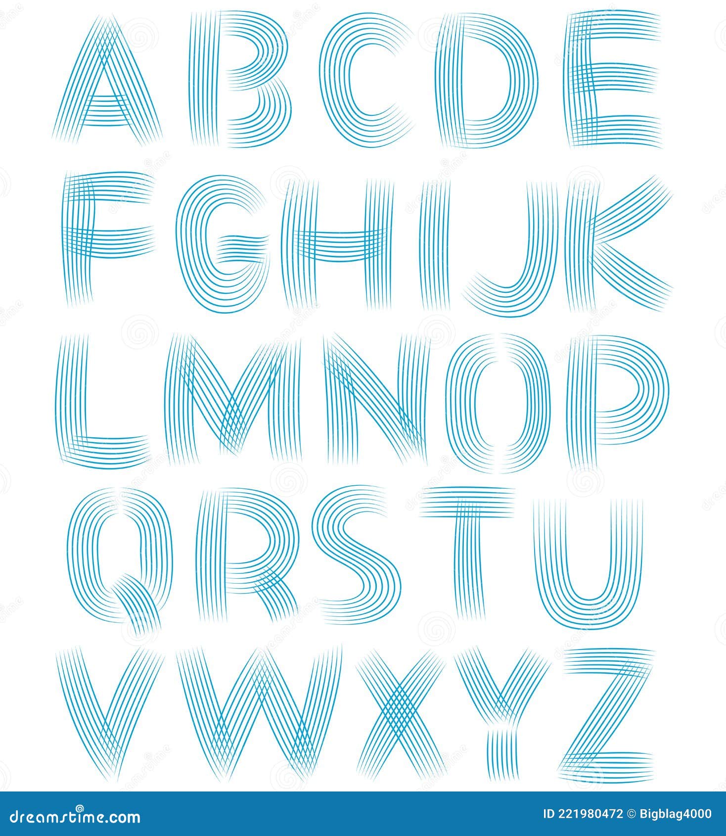 Multiple Lines Alphabet.Art Font. Stock Vector - Illustration of ...