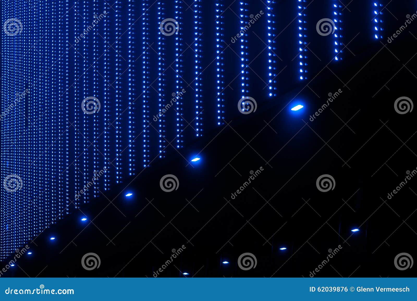 Multiple Little Blue Lights on Abstract Building Stock Photo - Image of ...