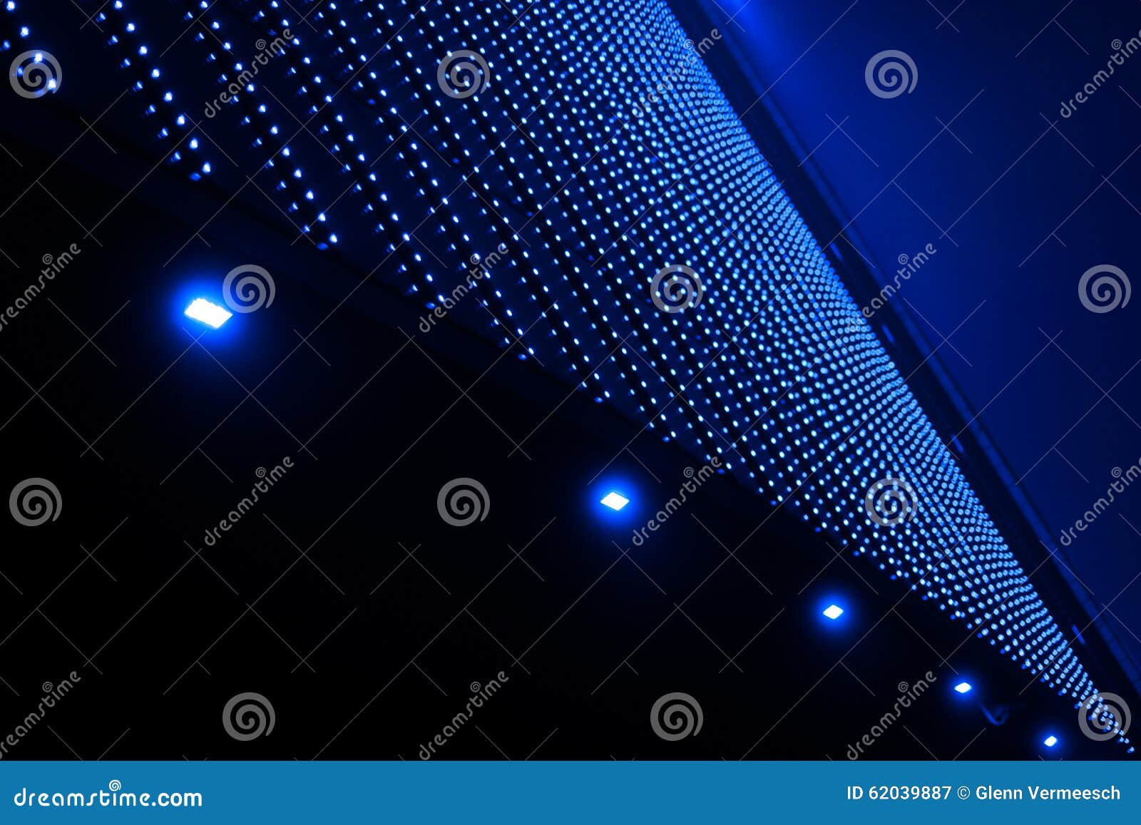 Multiple Little Blue Lights on Abstract Building Stock Image - Image of ...