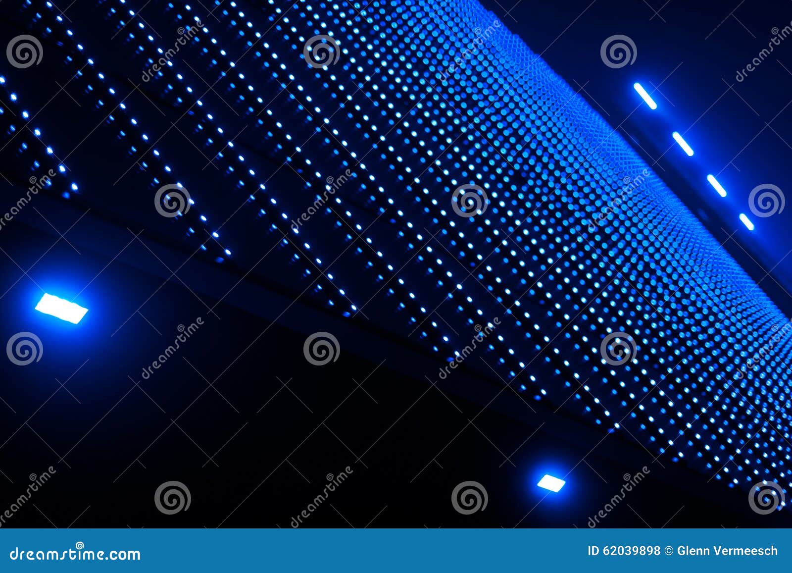 Multiple Little Blue Lights on Abstract Building Stock Photo - Image of ...