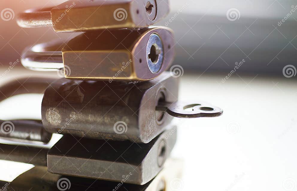 Multiple lock is concept stock photo. Image of combination - 303255490