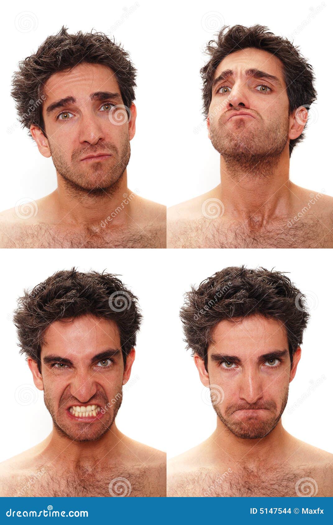 Multiple Face Man Weird Portrait Over Wall Background Royalty-Free ...