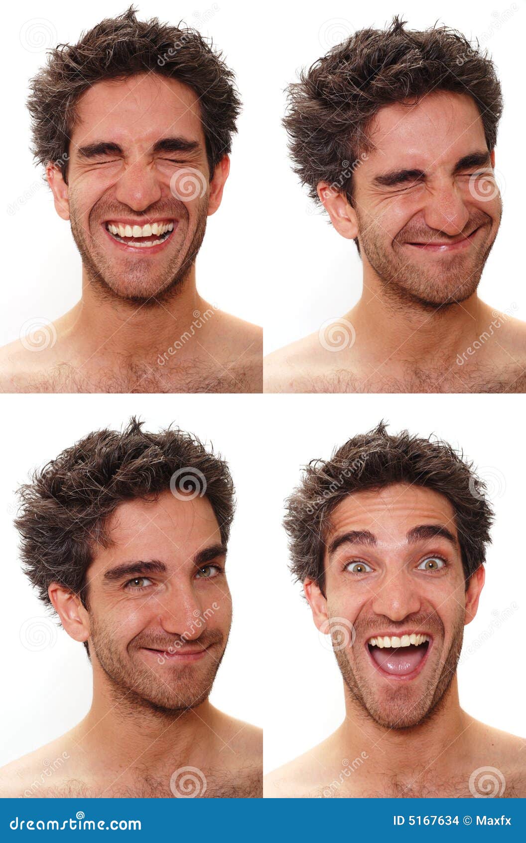 Multiple Face Man Weird Portrait Over Wall Background Royalty-Free ...