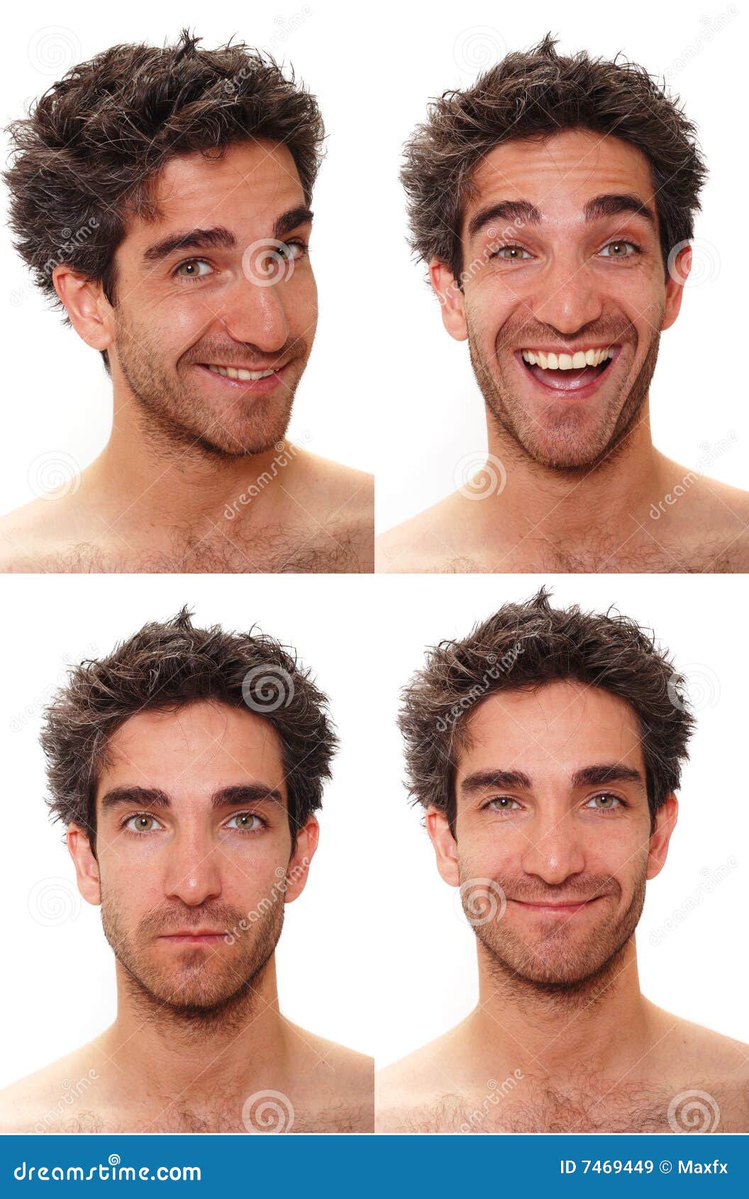Multiple Face Man Weird Portrait Over Wall Background Royalty-Free ...