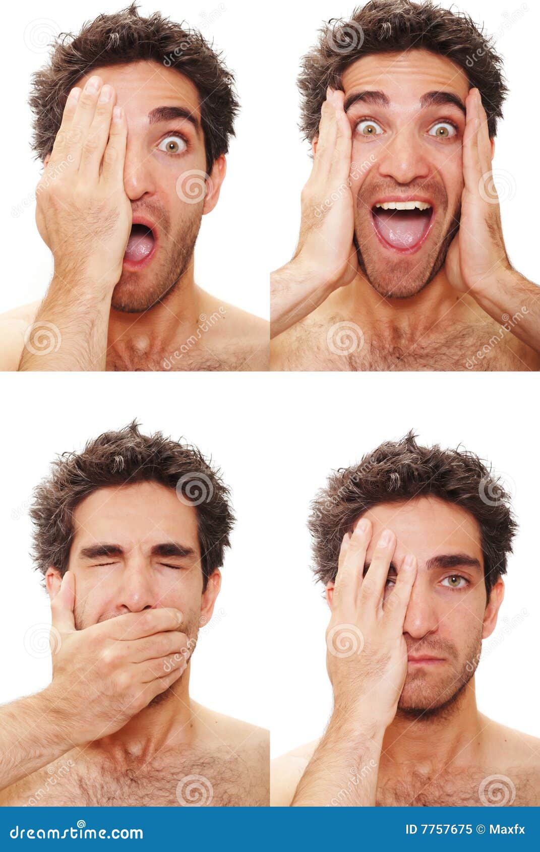 Multiple male expressions stock image. Image of hair, regretful - 7757675