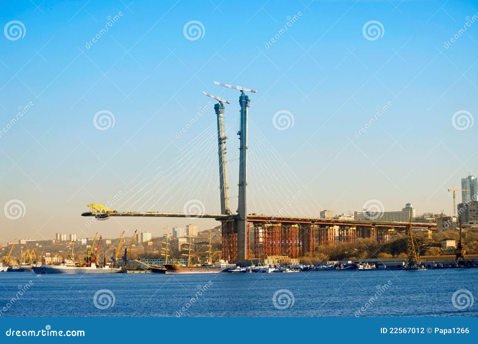 Multiple-mast Cable-stay Bridge Stock Photo - Image of city, pedestrian ...