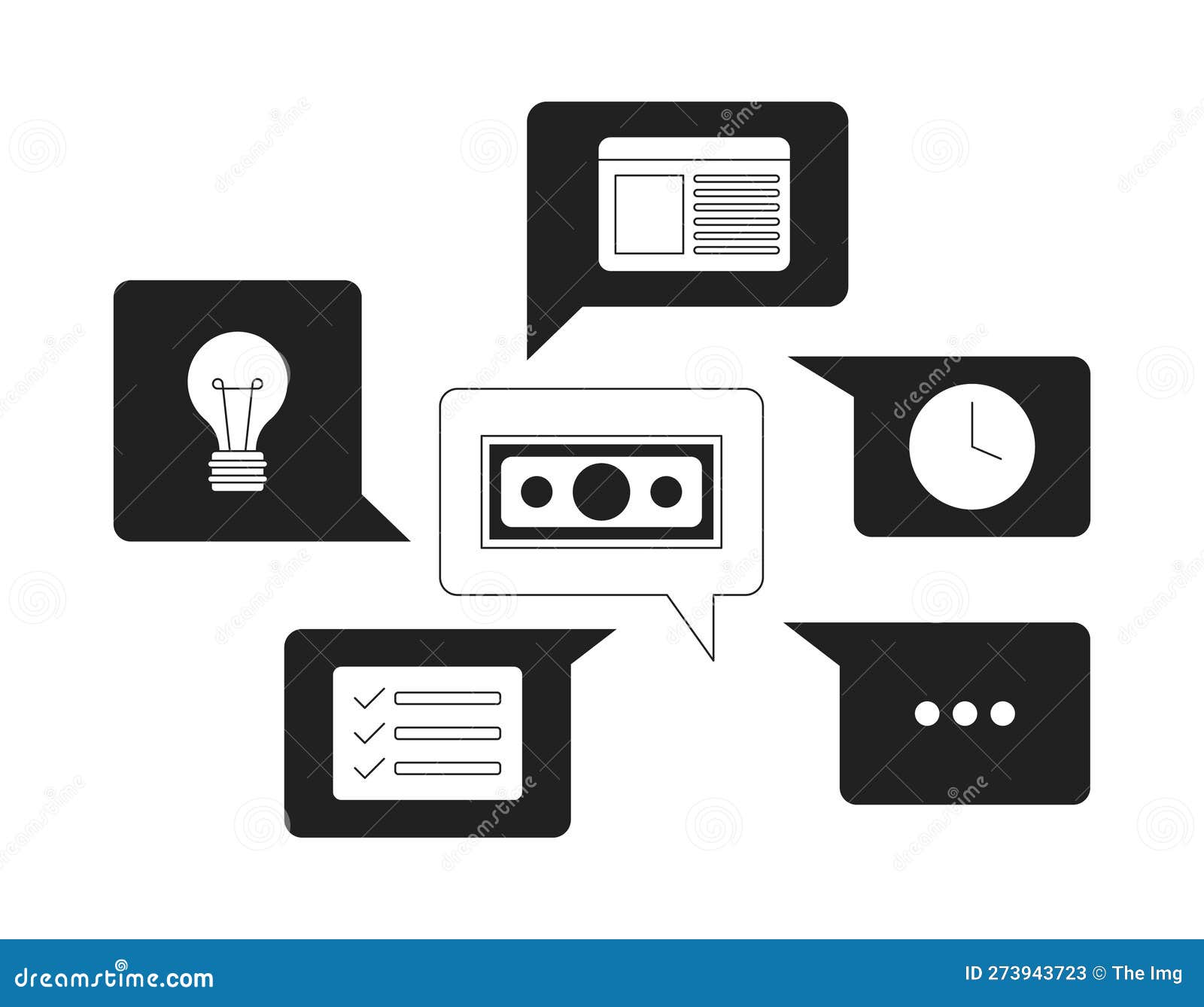 Multiple Message Bubbles Monochrome Flat Vector Icons Bundle Stock ...