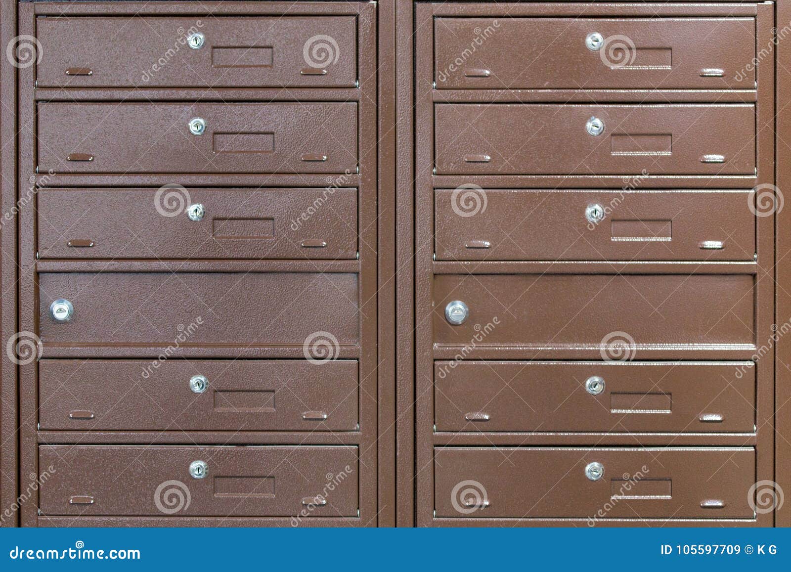 Multiple Metal Brown Postbox in a Lobby of Apartments Stock Image ...
