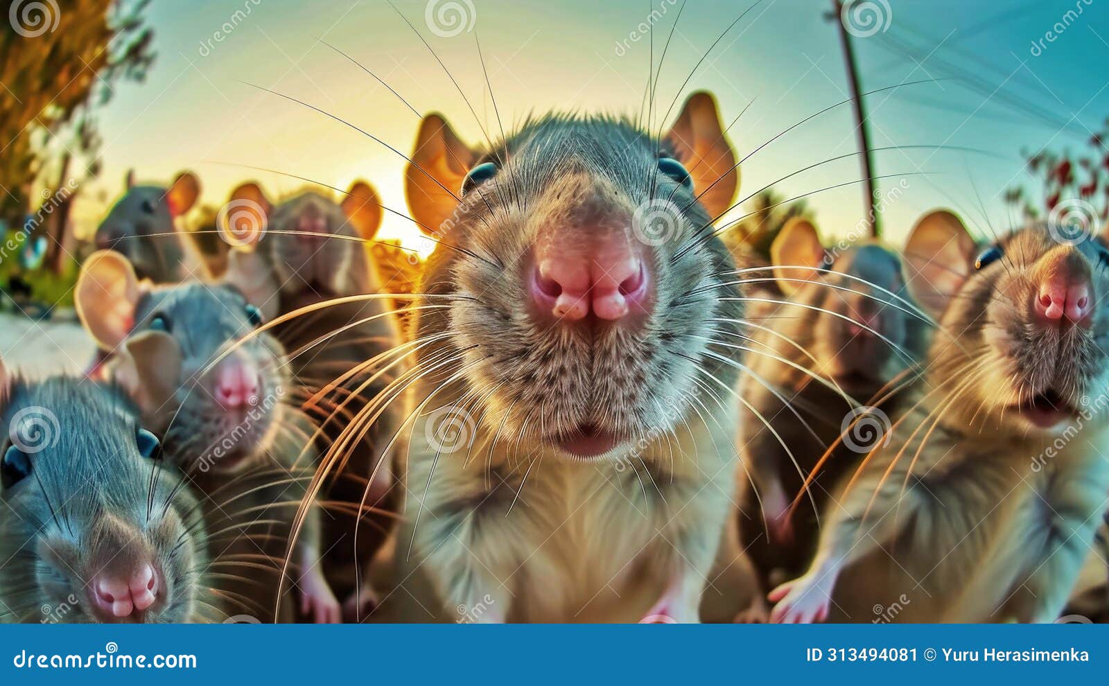 Multiple Mice Standing Next To Each Other in a Row Stock Illustration ...