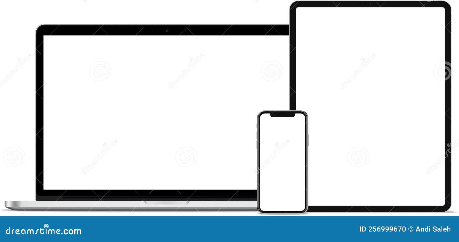 Multiple Mobile Devices with Blank Screen for Responsive Layout Mockup ...