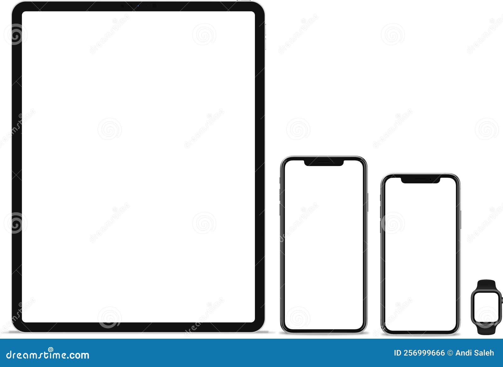Multiple Mobile Devices with Blank Screens for Responsive Layout Mockup ...