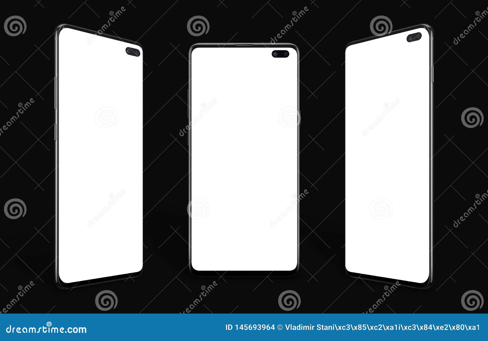 Multiple Modern Smart Phones with Isolated Screen for Mockup, App ...