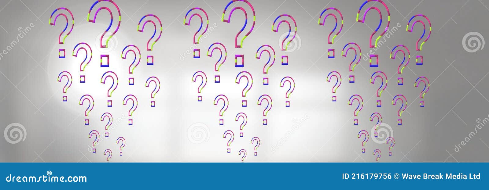 Multiple Multicolor Question Marks Against a White Office Building ...