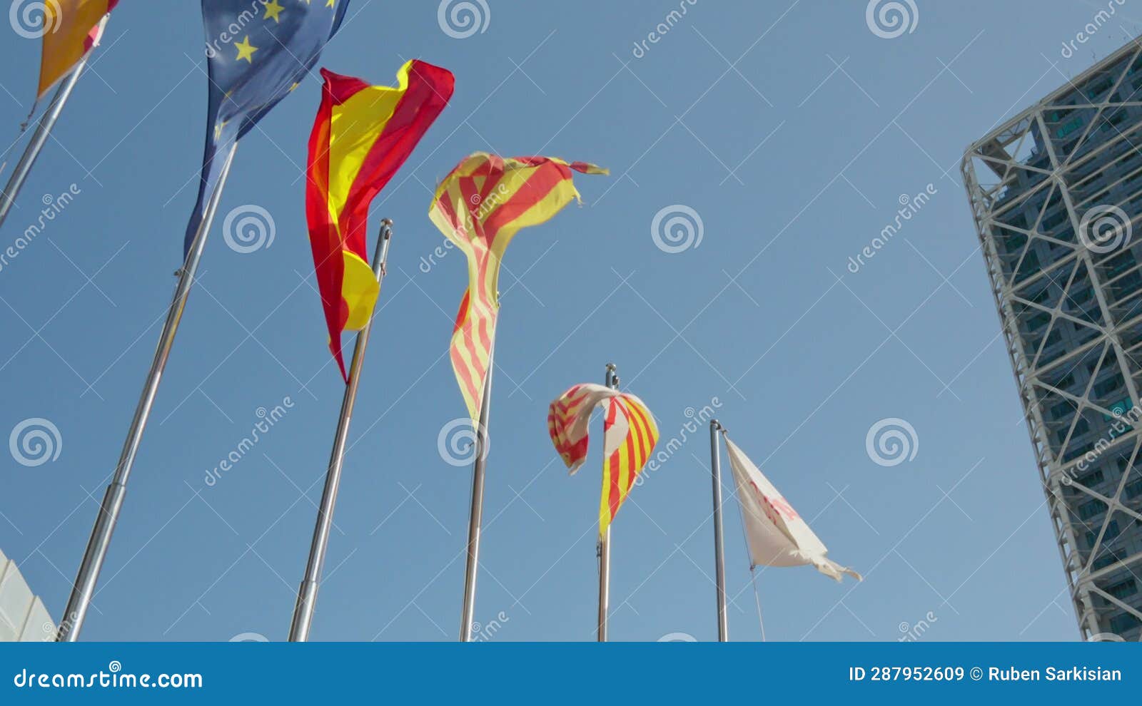 Multiple National Flags Flying in the Air Stock Video - Video of breeze ...
