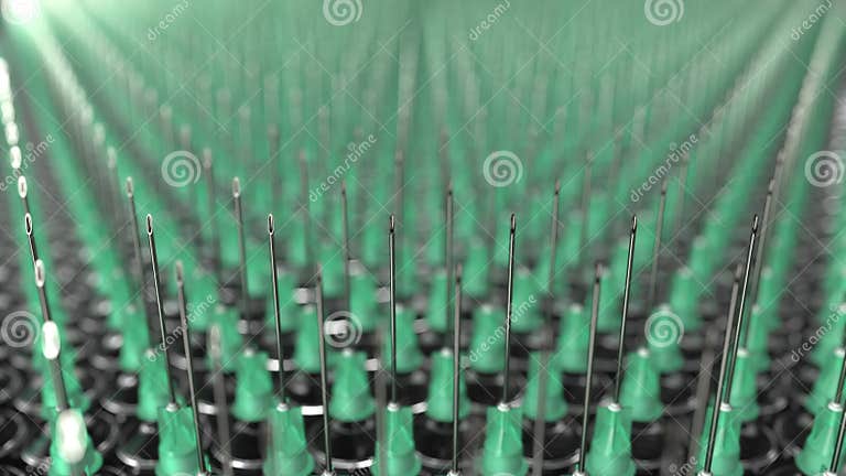 Multiple Needles of Medical Syringes, 3D Rendering Stock Illustration ...