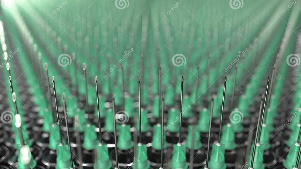Multiple Needles of Medical Syringes, 3D Rendering Stock Illustration ...