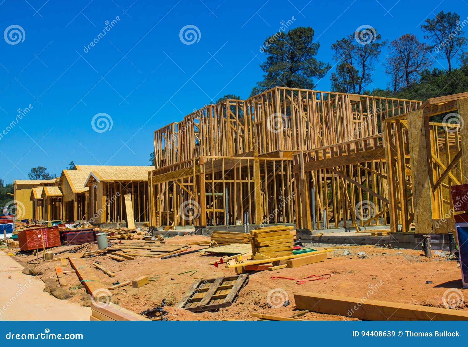 Multiple New Homes Under Construction Stock Image - Image of build ...