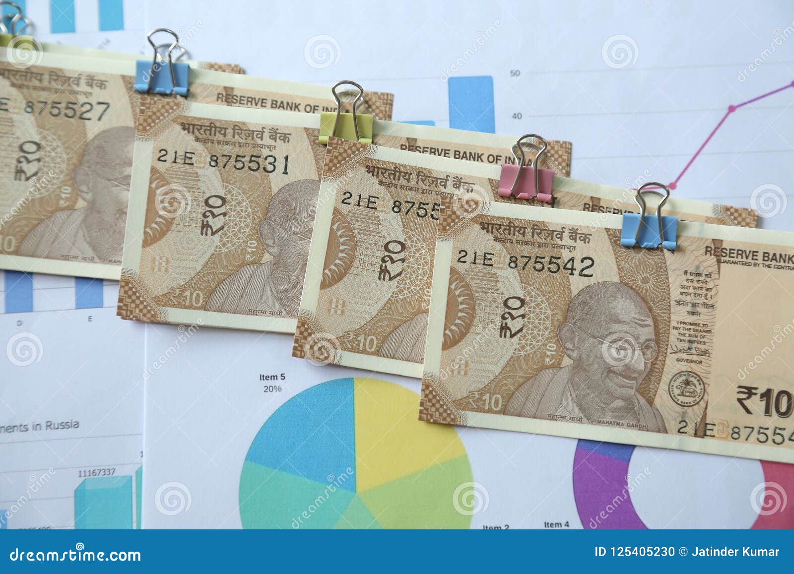 Multiple New Indian Currency Notes with Chart Paper Stock Photo - Image ...