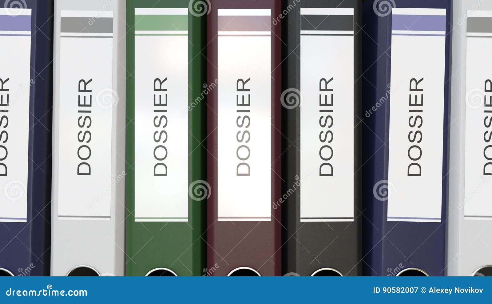 Multiple Office Folders with Dossier Text Labels 3D Rendering Stock ...