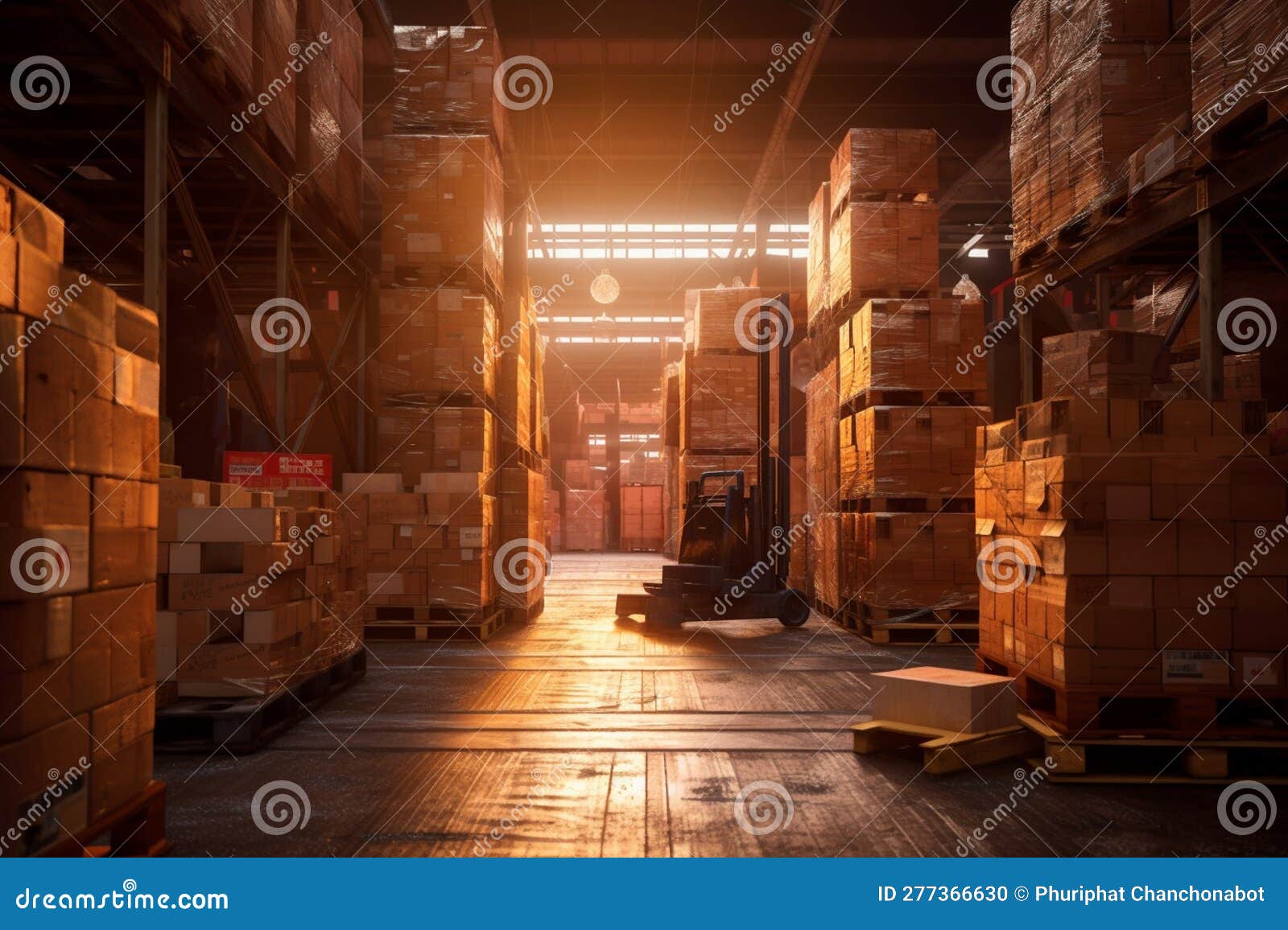 Multiple Pallets and Boxes are in the Warehouse in Large Scale with ...