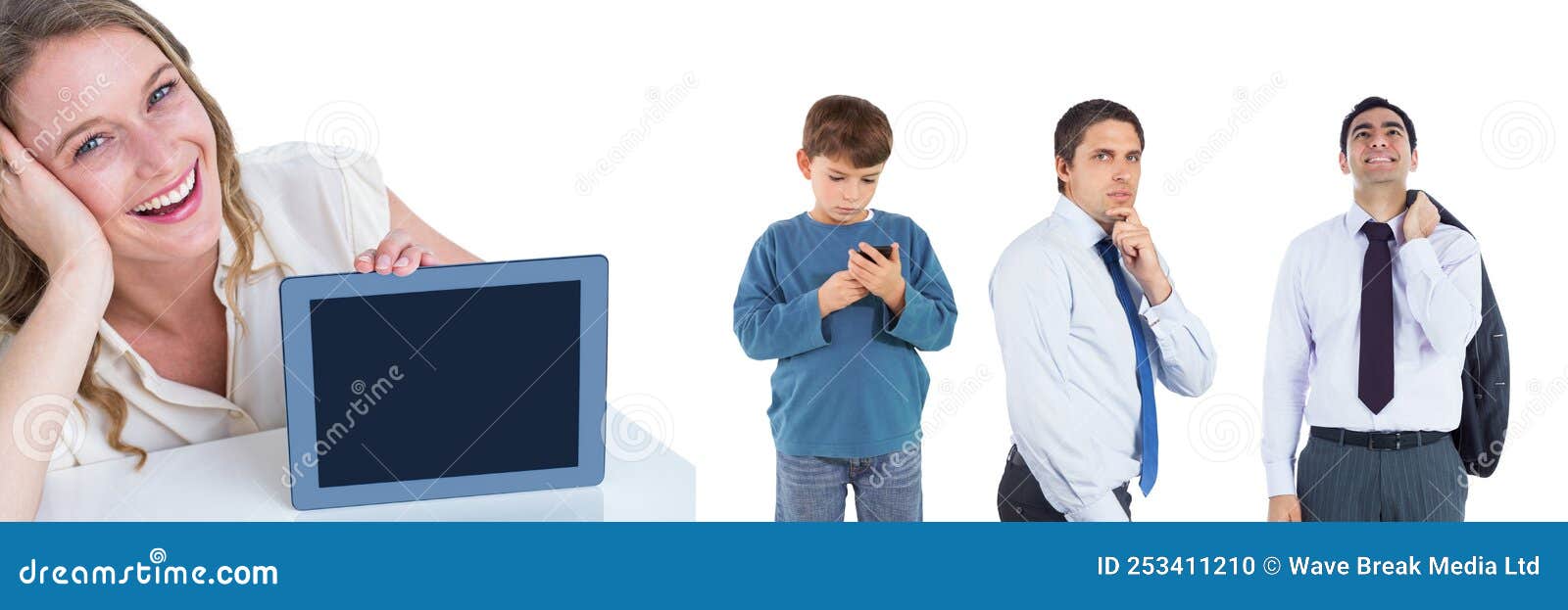 Multiple People of Different Professions Against Copy Space on White ...