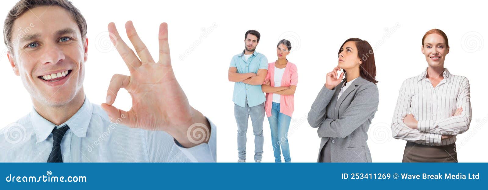 Multiple People of Different Professions Against Copy Space on White ...