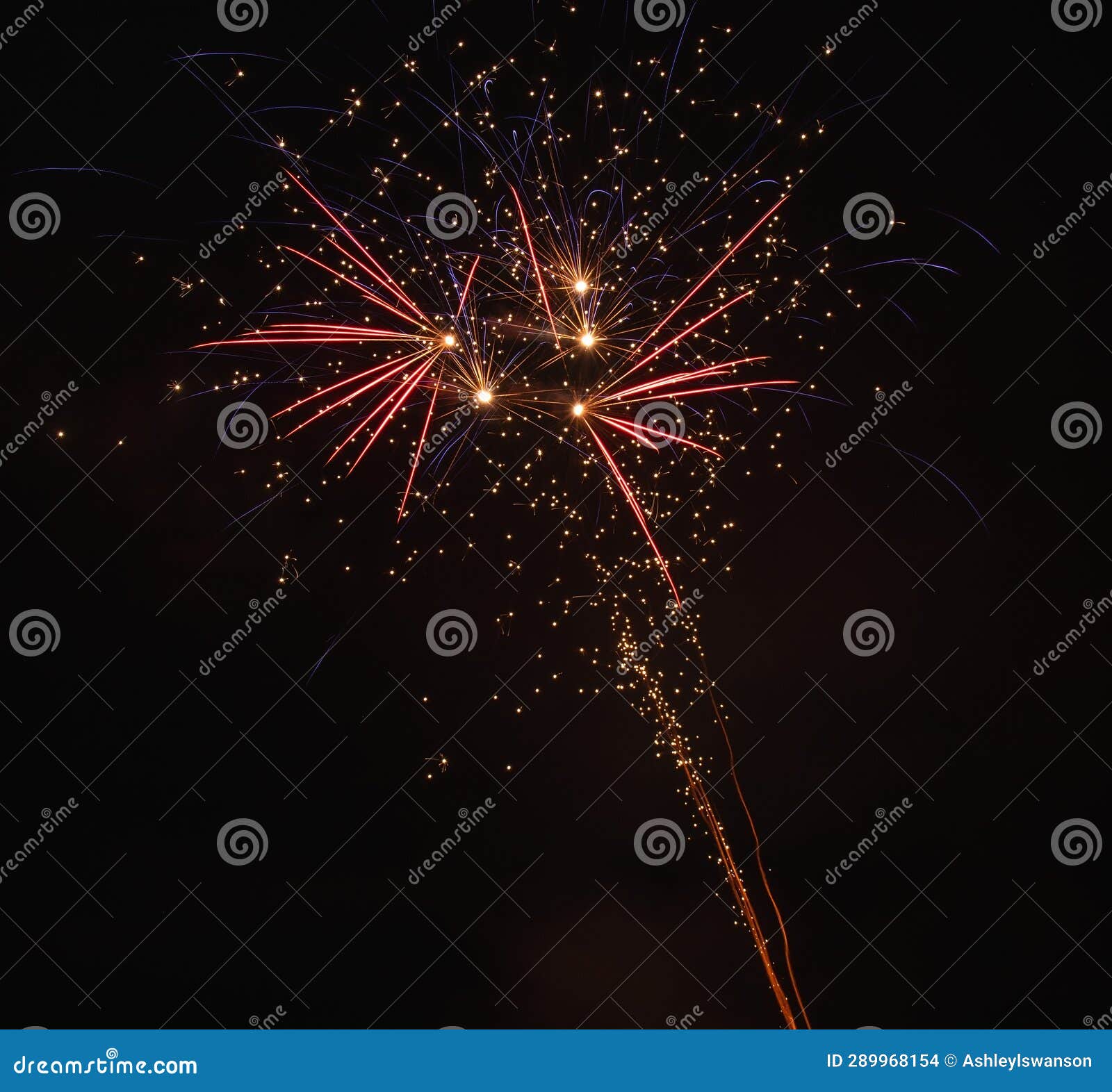 Multiple Pink and Purple Fireworks at Night Stock Photo - Image of ...