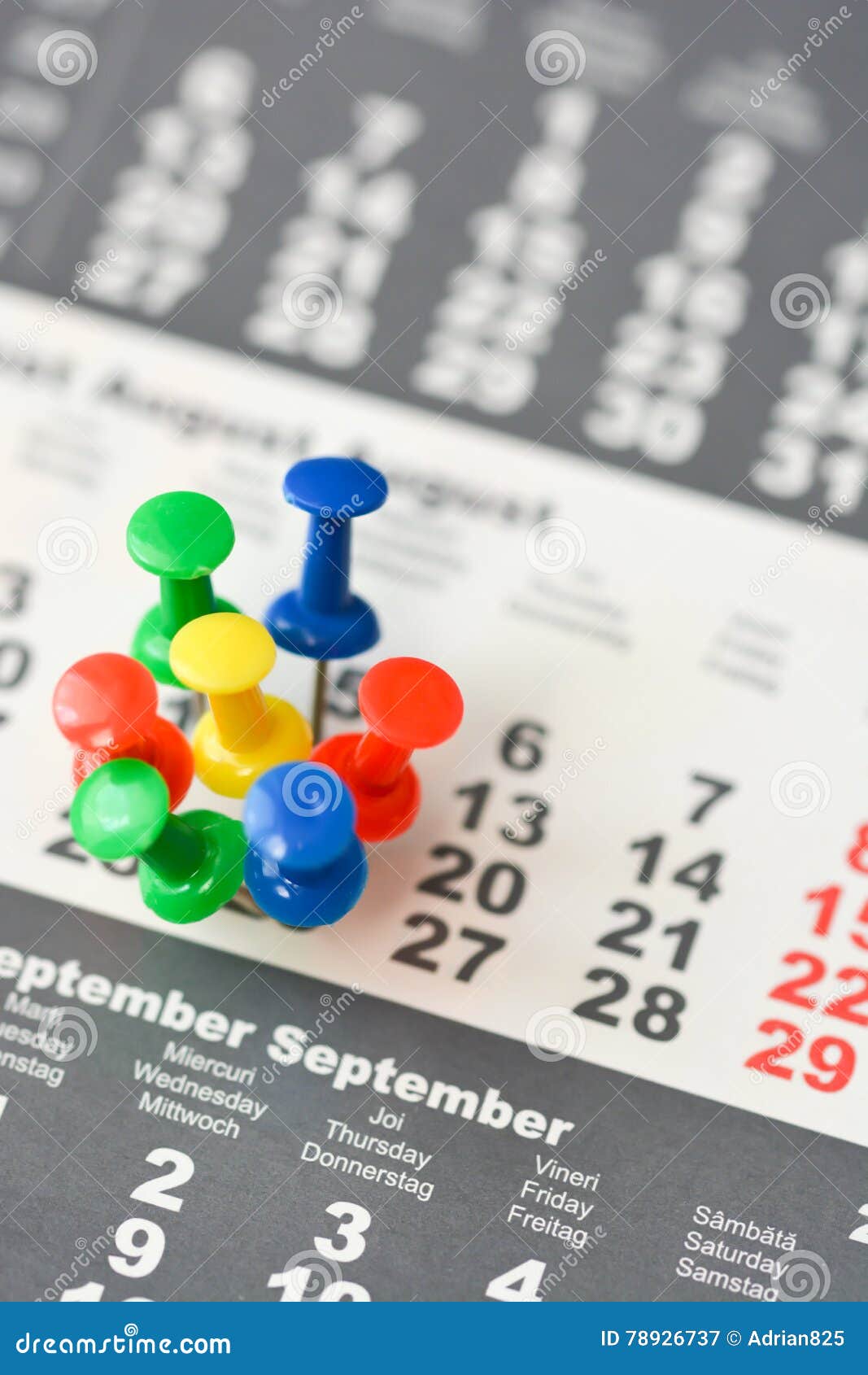 Multiple Pins on a Calendar Suggesting Busy Day or Schedule Stock Image ...