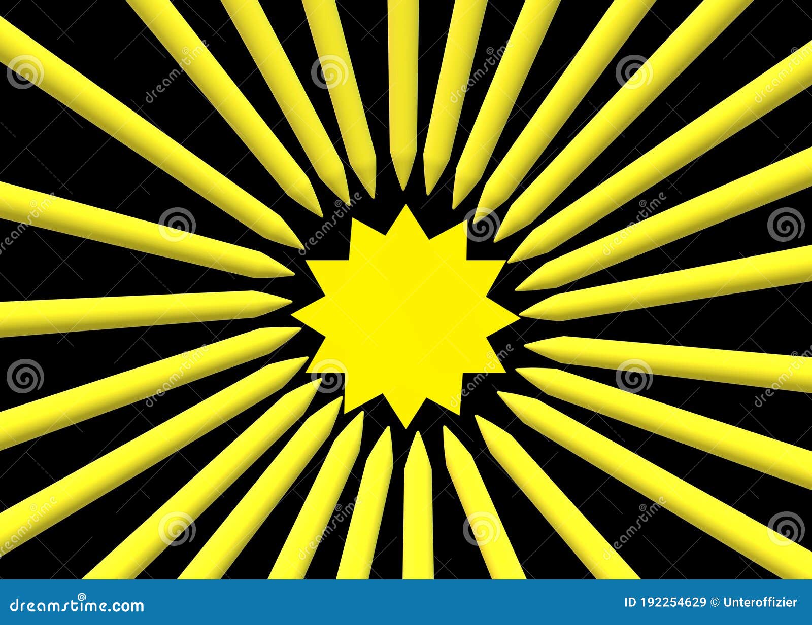 A Multiple Pointed Yellow Star Shining with Yellow Golden Rays of Light ...