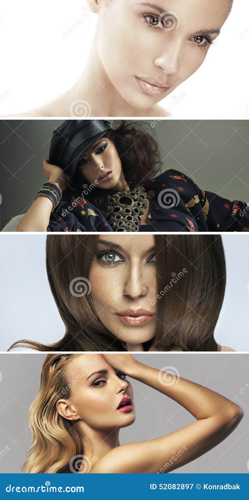 Multiple Portrait of Four Attractive Ladies Stock Image - Image of ...
