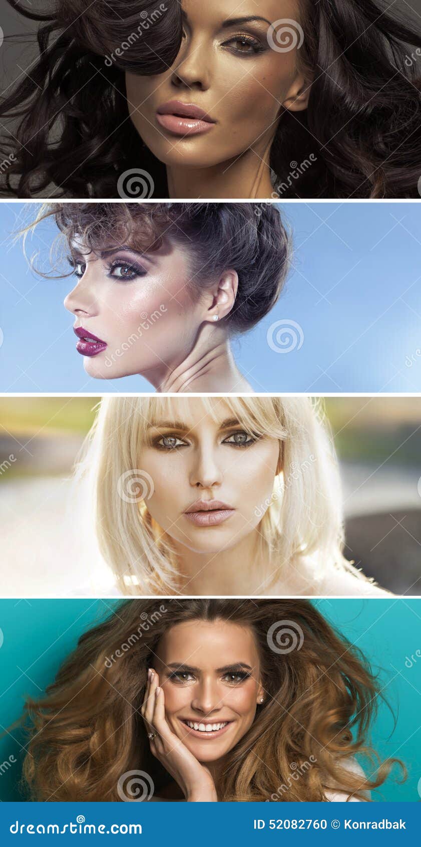 Multiple Portrait of Four Sensual Women Stock Photo - Image of brunette ...