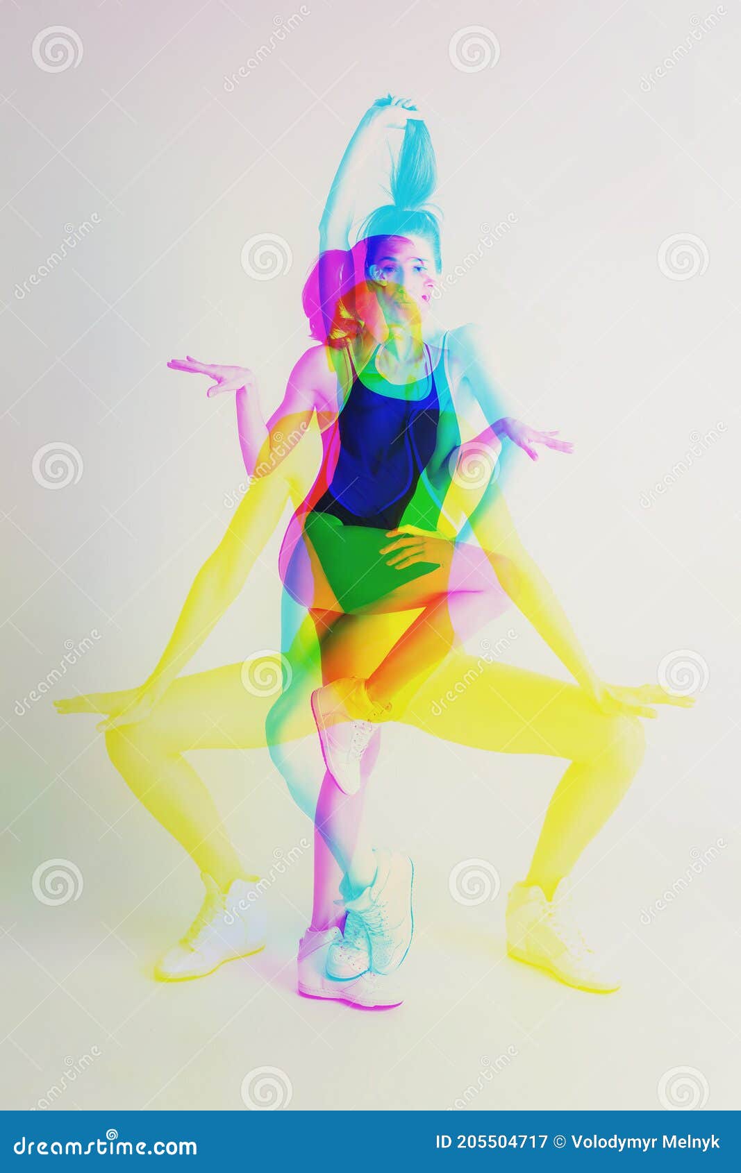 Multiple Portrait with Glitch Duotone Effect Stock Image - Image of ...