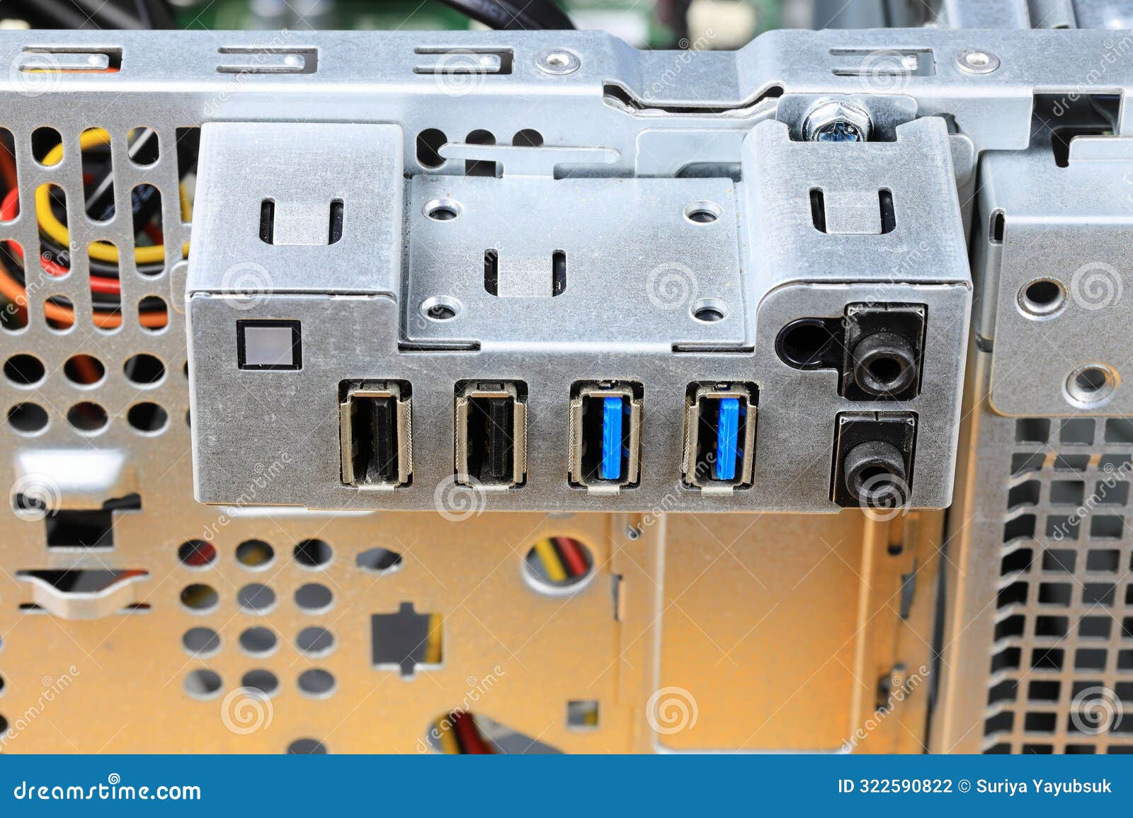 Multiple Ports on Front of Computer Case Show with USB and Audio Ports ...