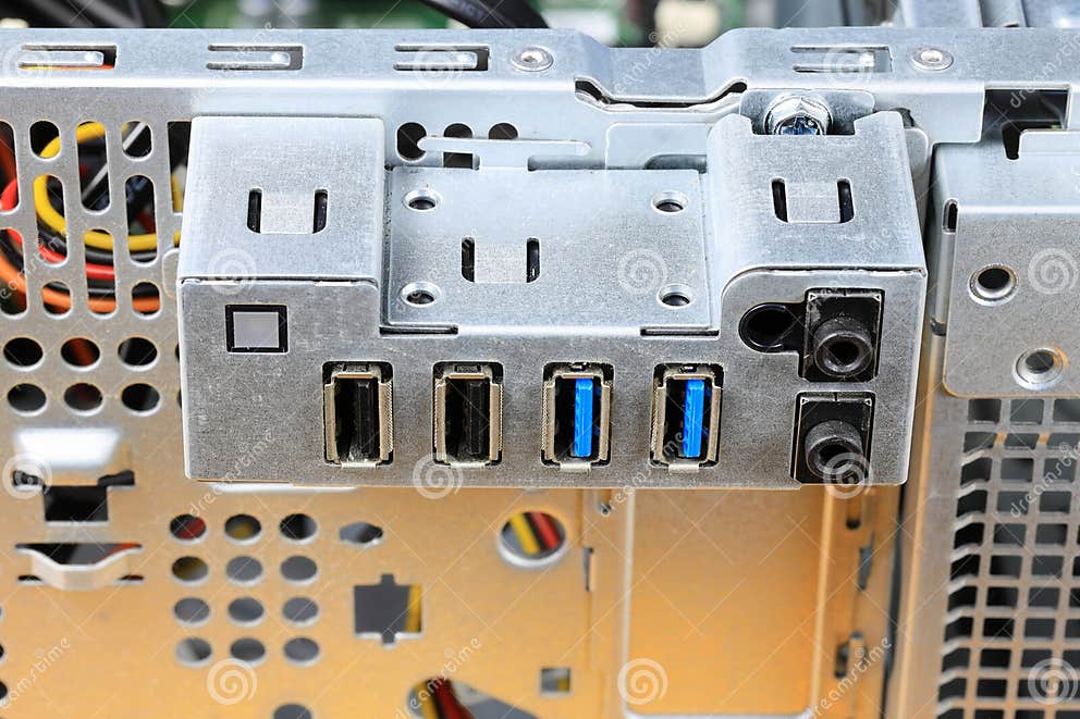 Multiple Ports on Front of Computer Case Show with USB and Audio Ports ...
