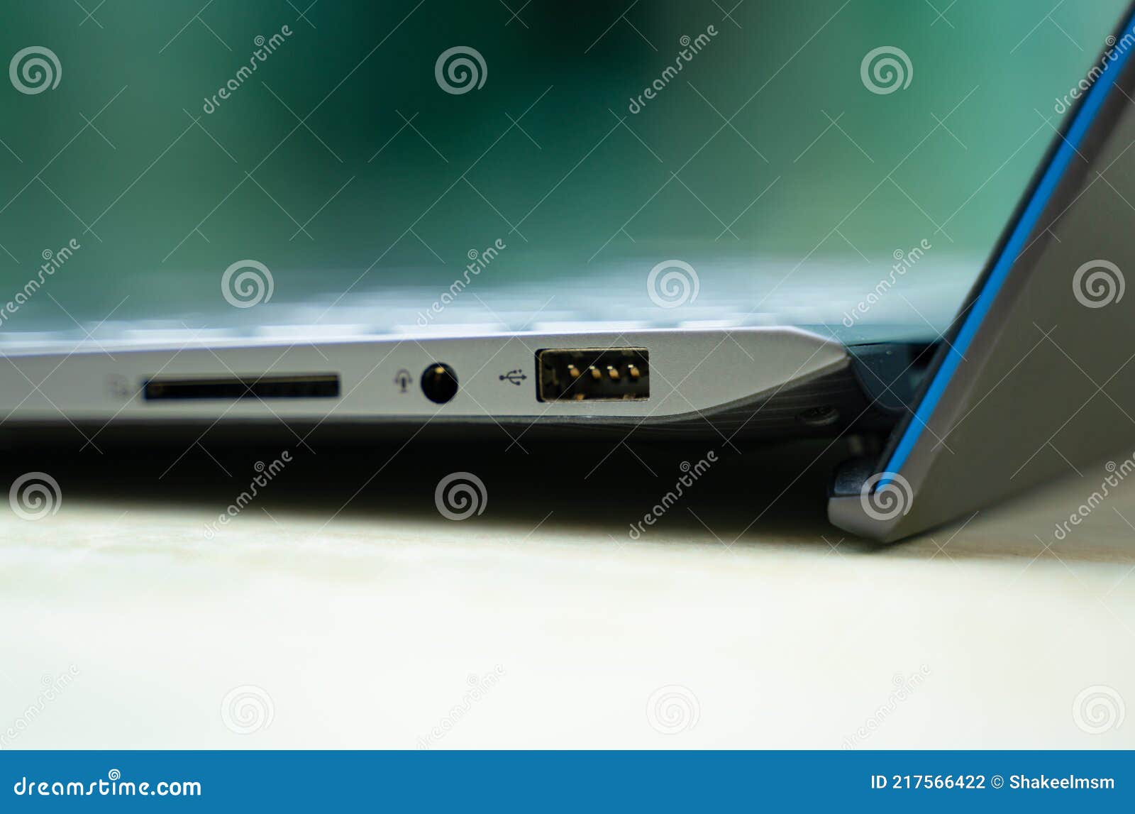 Multiple Ports on a Laptop. Side View Stock Photo - Image of drive ...
